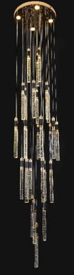 China Simple Stairwell Long Crystal Column Chandelier High Ceiling Attic Residential Ceiling Staircase Branch Chandelier Lighting LED Chandelier for sale