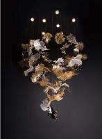 China Clear Amber Art Glass Leaves Chandelier Decor Lobby Big Foyer Large Hotel Chandelier Maple Leaf Chandelier Decoration for sale