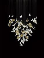 China Customized Hotel Lobby Crystal Chandelier Modern Luxury Decorative Large Glass Leaf Led Pendent Light for sale