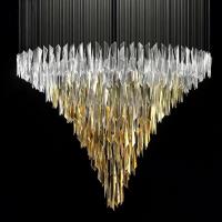China Modern Triangle Chandelier Gold White Transparent Glass Chandelier Light Luxury Large Chandelier Non-standard Custom Lamp for sale