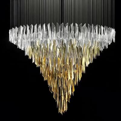 China Modern Triangle Chandelier Gold White Transparent Glass Chandelier Light Luxury Large Chandelier Non-standard Custom Lamp for sale
