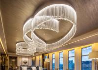 China Custom Big Luxury Hotel Project Banquet Hall Restaurant Lobby Crystal Rod Led Ceiling Chandelier for sale