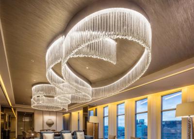 China Custom Big Luxury Hotel Project Banquet Hall Restaurant Lobby Crystal Rod Led Ceiling Chandelier for sale
