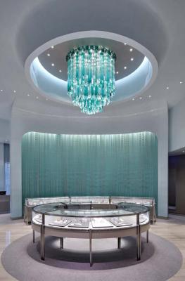China Jewelry Store Ceiling  Blue Green Icefall Handmade Blown Icicles Custom Stalagite Chandelier Hotel Lobby Villa Chandelier Engineering Lamps Non-standard Custom for sale
