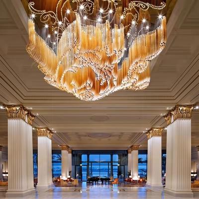 China Custom Big Large Hotel Lobby Banquet Hall Murano Glass Pendant Light Modern Luxury Chandeliers For Wedding Hall Decorations for sale