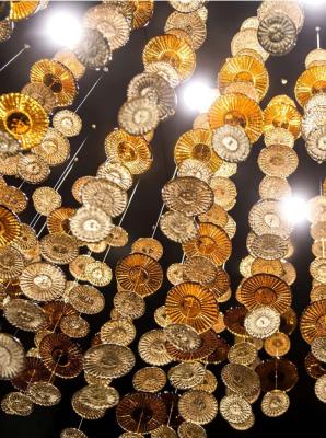 China Lotus Leaf Glass Pendant Acrylic Chandelier For Creative Restaurant Decorative Art Air Decoration for sale