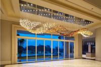 China Hotel Lobby Customized Glass Chandelier With Brass And Crystal Accents for sale