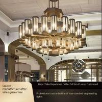 China AC 85-265V Voltage Modern Indoor Lighting Large Foyer Chandelier For Chinese Simple Metal Copper Hot Pot Restaurant for sale