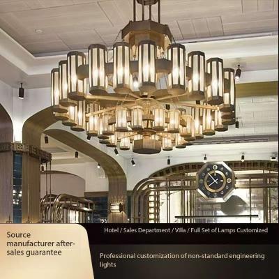 China AC 85-265V Voltage Modern Indoor Lighting Large Foyer Chandelier For Chinese Simple Metal Copper Hot Pot Restaurant for sale