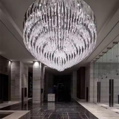 China Custom Modern Leaf Glass Pendant Lights Villa Hotel Lobby Project Texture Twisted Clear Art Glass Chandeliers for sale