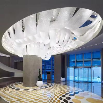 China Project Installation Lighting Solutions 5000K Color Temperature Art Streamer Chandelier For Hotel Lobby Banquet Hall for sale