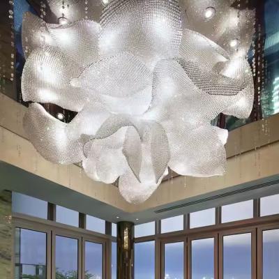 China Hotel Villa Shopping Mall Duplex Building Living Room Lamp Switch Control Sand Table Crystal Beads Cloth Hall Chandelier for sale