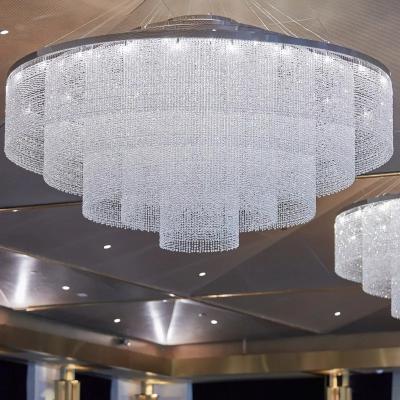 China Large Circle Design Custom Chandelier With Cold White Emitting Color And Glass/Crystal/Acrylic/Stainless Steel Material for sale