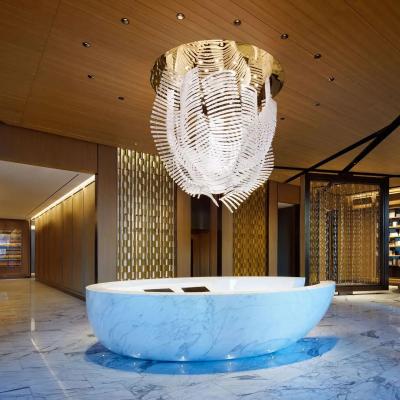 China Creative Crystal Light Custom Modern Luxury White Art Ceiling Chandelier For Hotel Lobby With Special Shape And Wide Voltage Range for sale