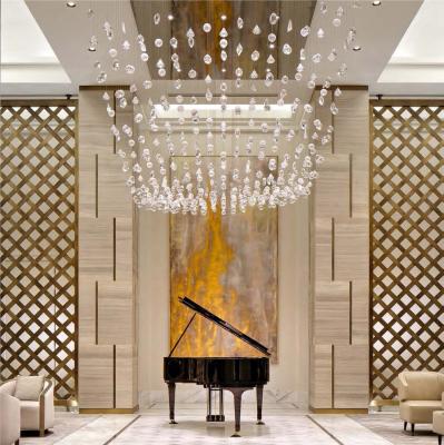 China Customized Hotel Lobby Villa Staircase Decoration Modern Ceiling Large Crystal Glass Suspended Chandelier for sale