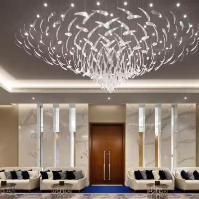 China Nordic Style Custom Hotel Lobby Villa Banquet Hall LED Crystal Chandelier Pendant Light Stainless Steel Glass Luxury For Room for sale