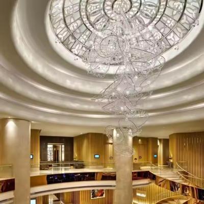 China Crystal Non Standard Engineering Custom Hotel Hall Chandelier Banquet Hall Crystal Ball Mesh Metal Engineering Lamp for sale