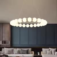 China Modern Golden Chandelier Home Decoration Bedroom Living Room LED Ring Glass Pearl Hanging Lamp for sale