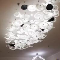 China White Glass Pendant Art Glass Hotel Lobby Villa Living Room Luxury Glass Ceiling Led Decorative Chandelier for sale