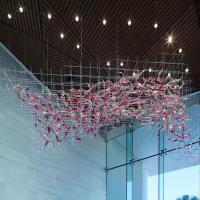 China Non-Standard Custom Hotel Project Light Department Banquet Hall Glazed Grid Led Large Chandelier Wedding Hall Hanging Line Light for sale