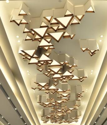 China Non-Standard Custom Hotel Engineering Light Department Banquet Hall Combination Triangle Geometry LED Ceiling Light for sale