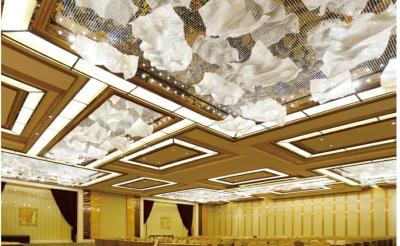 China Hand Woven Crystal Cloud Chandelier Custom Crystal Ribbon Lamp Art Deco High Ceiling Chandeliers for sale
