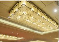 China Gold Pendant Lights Clear Crystal Rectangular Chandelier Saloon Living Dining Room Indoor Lighting Pendant Big Ceiling Hotels for sale