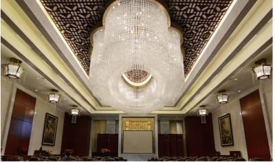 China Hotel Lobby Luxury Villa Crystal Round Long Ceiling Light Large Sales Department Sand Table Project Lamps for sale