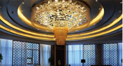 China Post Modern Style Custom Chandelier Hotel Lobby Business Center Large Crystal Luxury Round Water Drop Pendant LED Ceiling Light for sale