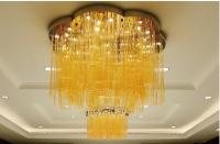 China Color Wedding Crystal Lamps Non Standard Engineering Lamps Customized Six Petals Flower Shaped Large Hotel Dining Room Ceiling Light for sale
