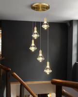 China Nordic Luxury Modern Indoor Hotel Villa Restaurant Diamondshape Decorative Creative Crystal Pendant Light for sale