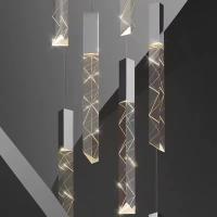 China Nordic Duplex New Modern Dining Room Villa Living Room Long Rain Drop Staircase case Led Chandelier for sale