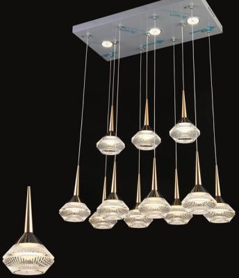 China Modern Custom Gold Aluminum Long Ceiling Pendant Revolving Staircase Large Living Room Hanging Light LED Luxury Acrylic Chandelier for sale