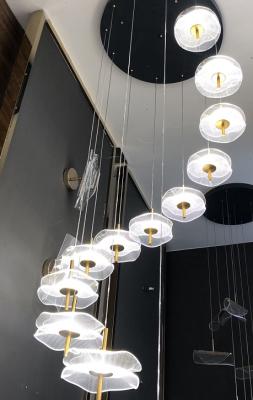 China Modern Decorative Interior Acrylic LED Chandelier Nordic Living Room Hotel Double Lotus Decorative Chandelier for sale