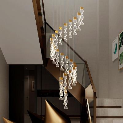 China Modern Decoration Acrylic Living Room Restaurant Staggered Modern Ring Crystal Chandelier Glittering Pendant Light for sale