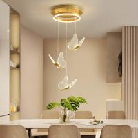 China Modern Stairs Chandelier Acrylic Butterfly Shape Duplex Living Room Dining Room LED Stairs Light Pendant Hanging Lamp for sale