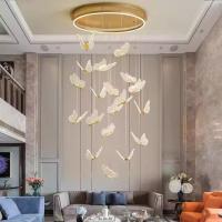 China Modern Stairs Chandelier Acrylic Butterfly Shape Duplex Living Room Dining Room LED Stairs Light Pendant Hanging Lamp for sale