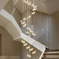 China Modern Stairs Chandelier Acrylic Butterfly Shape Duplex Living Room Dining Room LED Stairs Light Pendant Hanging Lamp for sale