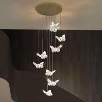 China Modern Simple Acrylic Transparent Butterfly Pendant Lamp Minimalist Multihead Hanging Design for Bedroom Bedside for Room for sale