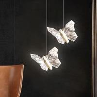 China Modern Simple Acrylic Transparent Butterfly Pendant Lamp Minimalist Multihead Hanging Design for Bedroom Bedside for Room for sale