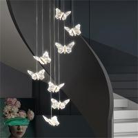 China Modern Simple Acrylic Transparent Butterfly Pendant Lamp Minimalist Multihead Hanging Design for Bedroom Bedside for Room for sale
