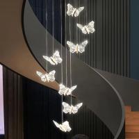 China Modern Simple Acrylic Transparent Butterfly Pendant Lamp Minimalist Multihead Hanging Design for Bedroom Bedside for Room for sale