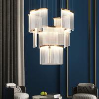 China European Round Gold Double Height Chandelier Hanging Light Nordic Led Pendant Lamp Indoor Home Modern Luxury Crystal Chandelier for sale