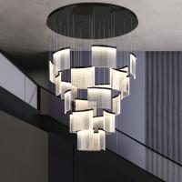 China European Round Gold Double Height Chandelier Hanging Light Nordic Led Pendant Lamp Indoor Home Modern Luxury Crystal Chandelier for sale