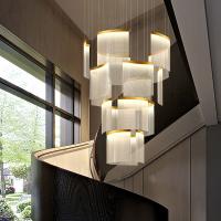 China European Round Gold Double Height Chandelier Hanging Light Nordic Led Pendant Lamp Indoor Home Modern Luxury Crystal Chandelier for sale