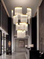 China European Round Gold Double Height Chandelier Hanging Light Nordic Led Pendant Lamp Indoor Home Modern Luxury Crystal Chandelier for sale