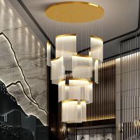 China European Round Gold Double Height Chandelier Hanging Light Nordic Led Pendant Lamp Indoor Home Modern Luxury Crystal Chandelier for sale
