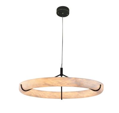 China Modern Luxury White Natural Spanish Marble Round Ring Pendant Light for sale