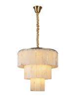 China Contemporary Round Large Spanish Marble Brass Pendant Light Living Room Hanging Lamp for sale
