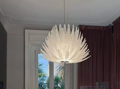 China Luxury Post-Modern Light White Sand Handmade Glass Room Simple Atmosphere American Chandelier for sale